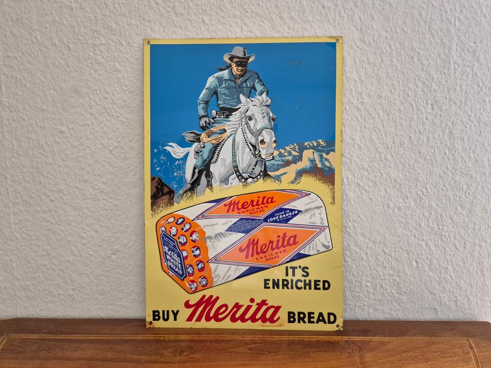 Blechschild Merita Bread Cowboy Schild Blech Reklame Retro (Gebraucht ...