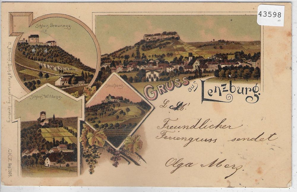 Gruss aus Lenzburg - Litho 1898 (Gebraucht) in Ettingen für CHF 39 – mit Lieferung auf Ricardo ...