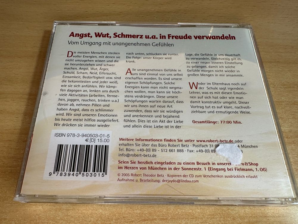 T8 Robert Betz – Angst, Wut, Schmerz U.a. In Freude Verwande (Gebraucht ...