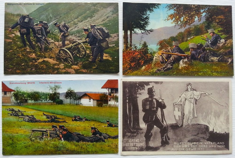 AK 4x Armee Grenzbesetzung, Infanterie / Artillerie, 1914 (Gebraucht) in Oberriet SG für CHF 29 ...
