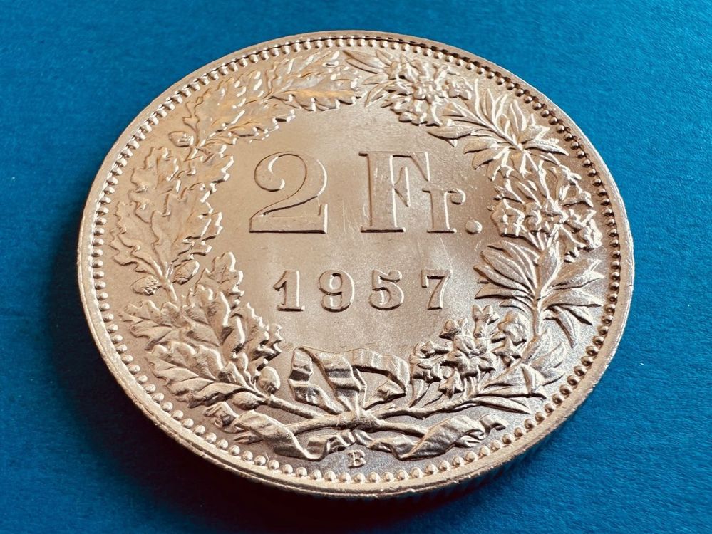 2 Franken 1957 Silber in Stempelglanz | Kaufen auf Ricardo