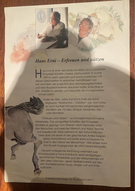 Hans Erni Teller- DIE 4 ELEMENTE (Neu (gemäss Beschreibung)) in Thunstetten für CHF 149 – nur ...