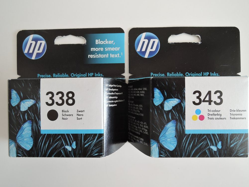 HP Tintenpatronen 338 und 343 schwarz und farbig (Neu und ...