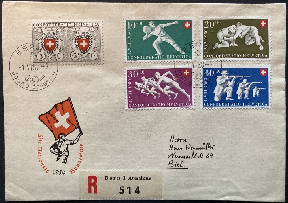R-FDC Pro Patria 1950 illustriert mit P2, SBK 425 Fr. | Kaufen auf Ricardo