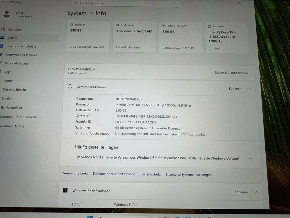 Microsoft Surface Book 2 – i7 / 8 GB / 256 GB SSD (Gebraucht) in ...