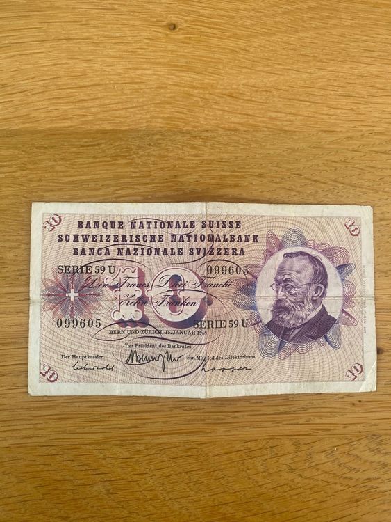 alte 10 Franken Note (Gebraucht) in Gais für CHF 6 – mit Lieferung auf ...