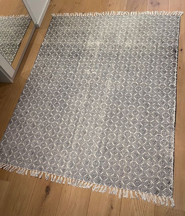 Teppich aus Baumwolle im Vintage Look mit Fransen | Kaufen auf Ricardo