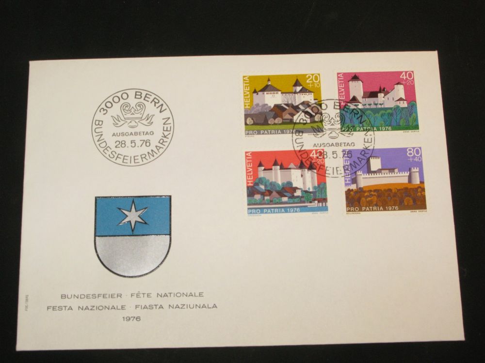 Pro Patria FDC 1976 Nr. 170 -173 Schweizer Schlösser I (Gebraucht) in Riken AG für CHF 1 – mit ...