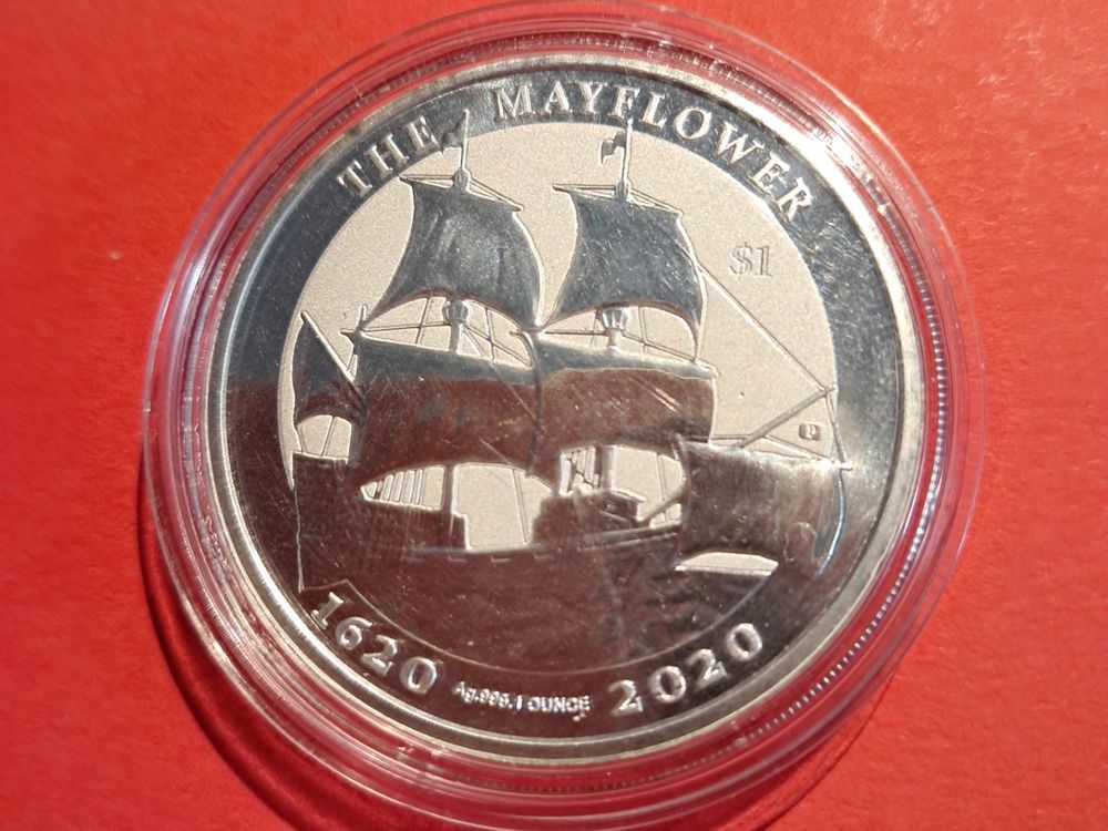 1 OZ UNZE Mayflower 2020 SILBER SILBERMÜNZE 999 BVI (Neu und ...