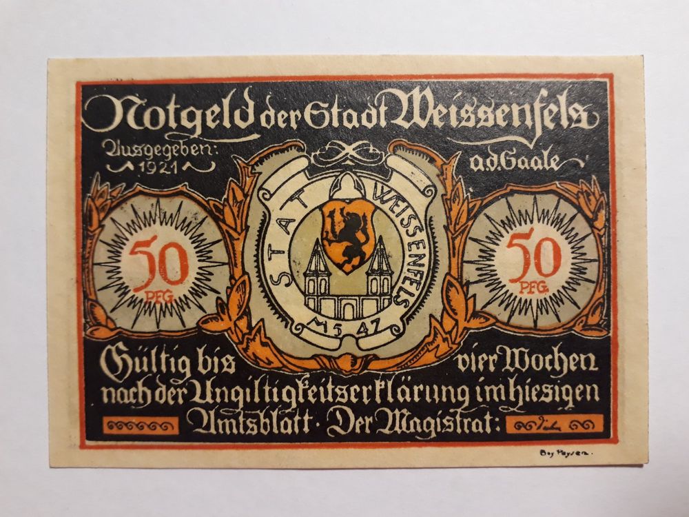 NOTGELD - 50 Pfennig Weissenfels 1921 ungefaltet | Kaufen auf Ricardo