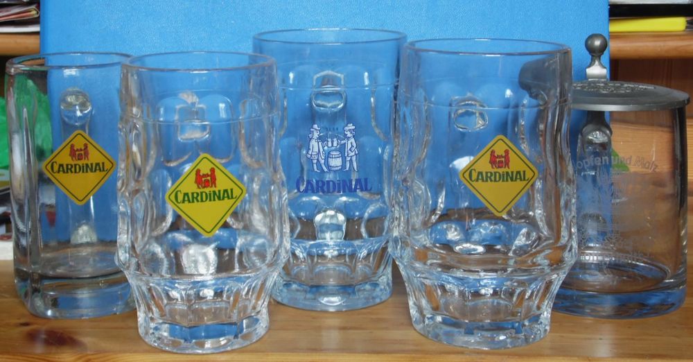 5 Bierkrüge Bier Brauerei Cardinal Fribourg & Wädenswil (Gebraucht) in ...