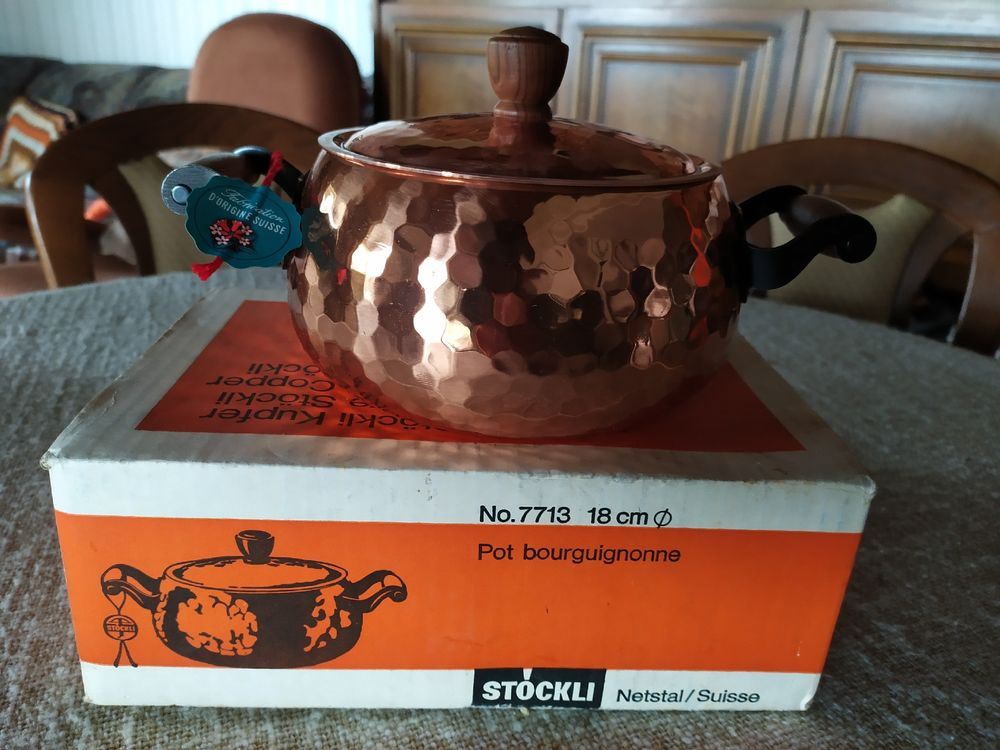 Stöckli Fondue Bourguignonne Pot - Copper - New in Box (Neu (gemäss ...