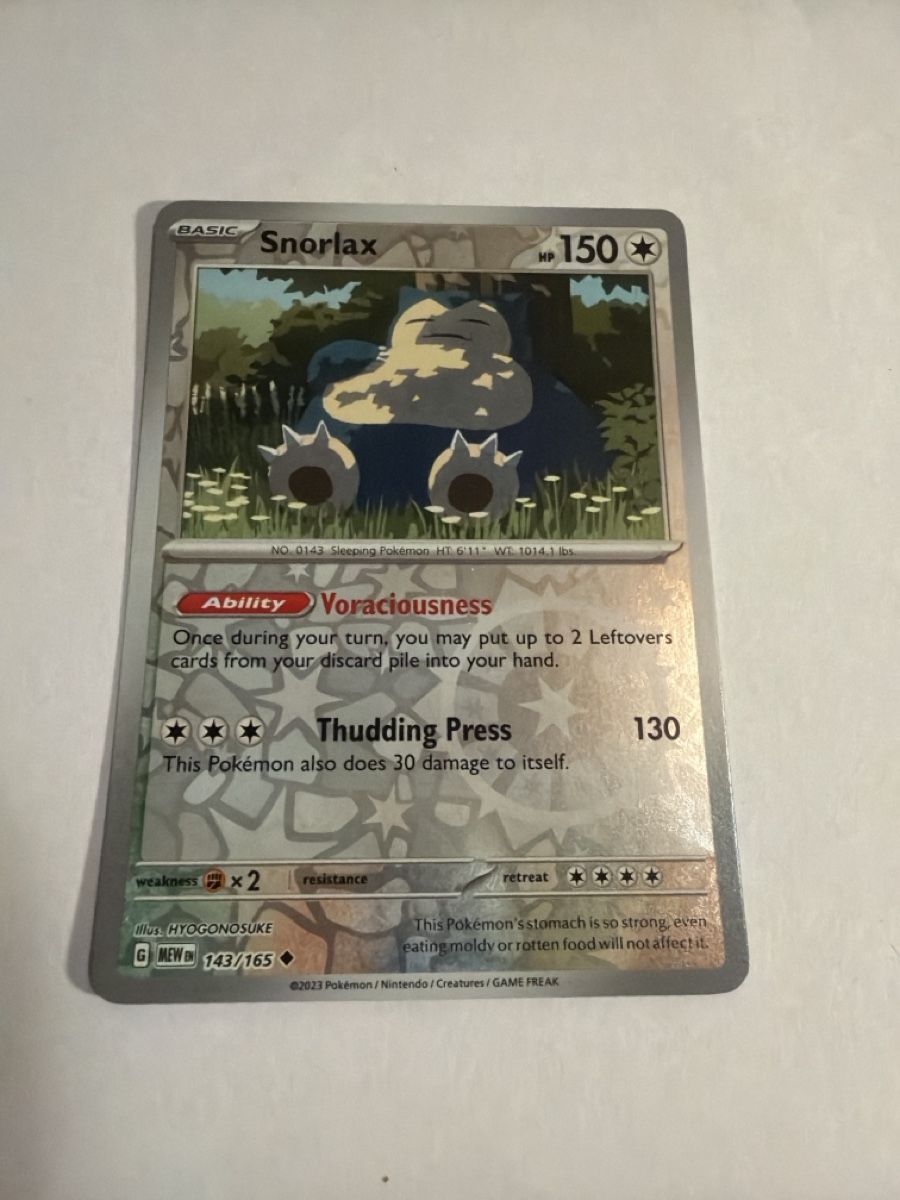Snorlax Reverse 143/165 EN (D'occasion) à Conthey pour CHF 1 – avec ...