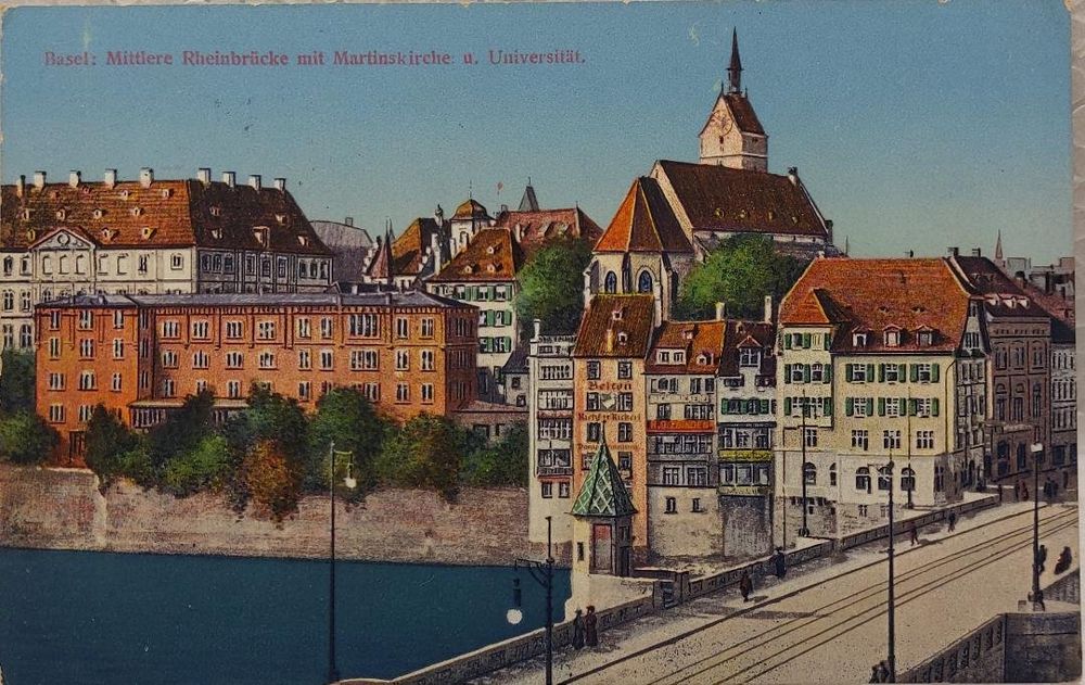 BASEL - Mittlere Rheinbrücke & Martinskirche & Uni. - 1914 | Kaufen auf Ricardo