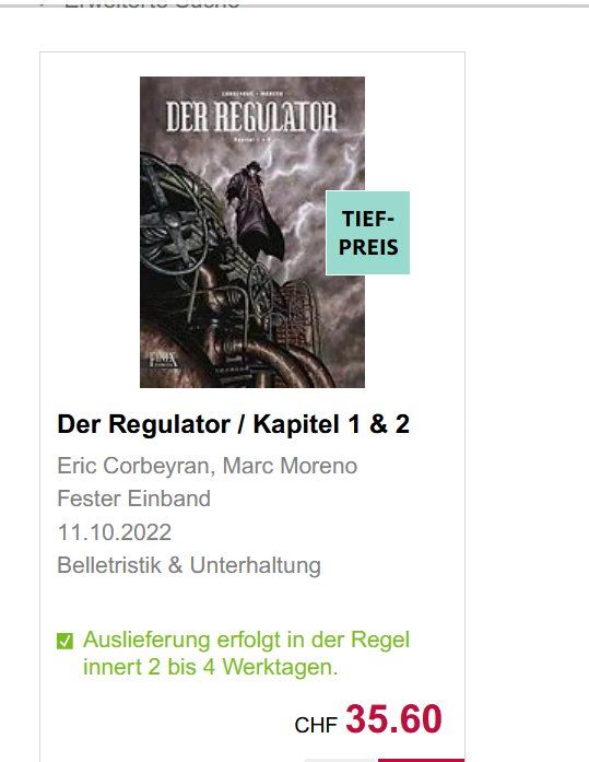 Finix Comics - Der Regulator / Kapitel 1 & 2 (Gebraucht) in Teufenthal ...