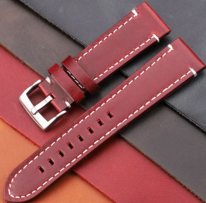 18mm Leder Uhrenarmband, braun-rot, oil wax behandelt | Kaufen auf Ricardo