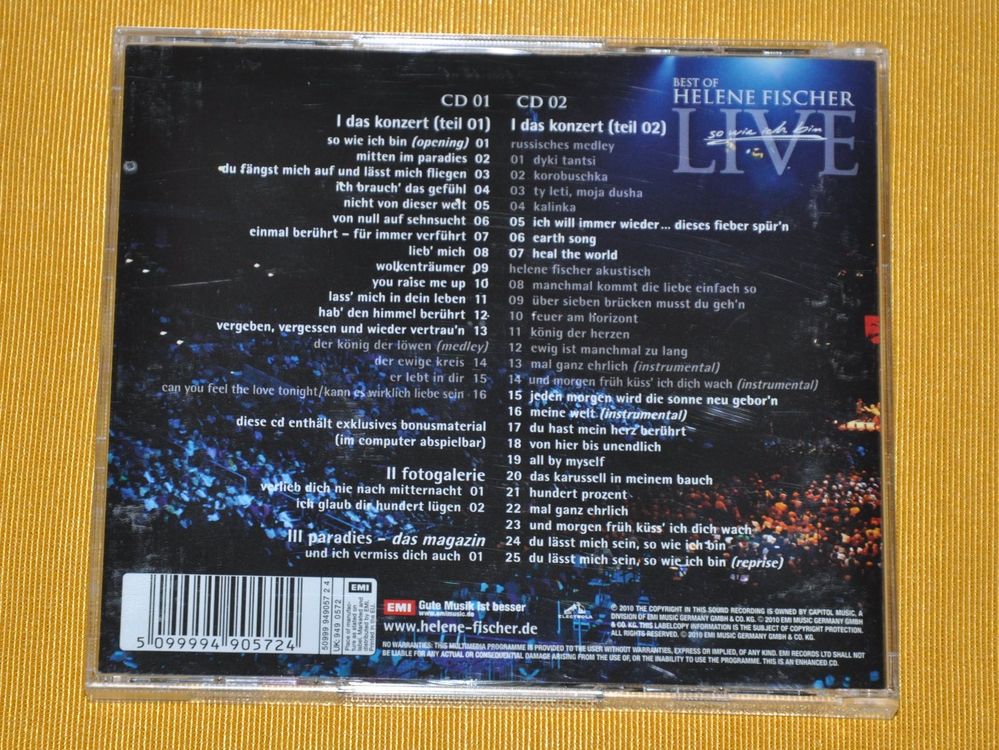 2 CD Best of Helene Fischer So wie ich bin Live (Gebraucht) in Boll für CHF 0.5 – mit Lieferung ...
