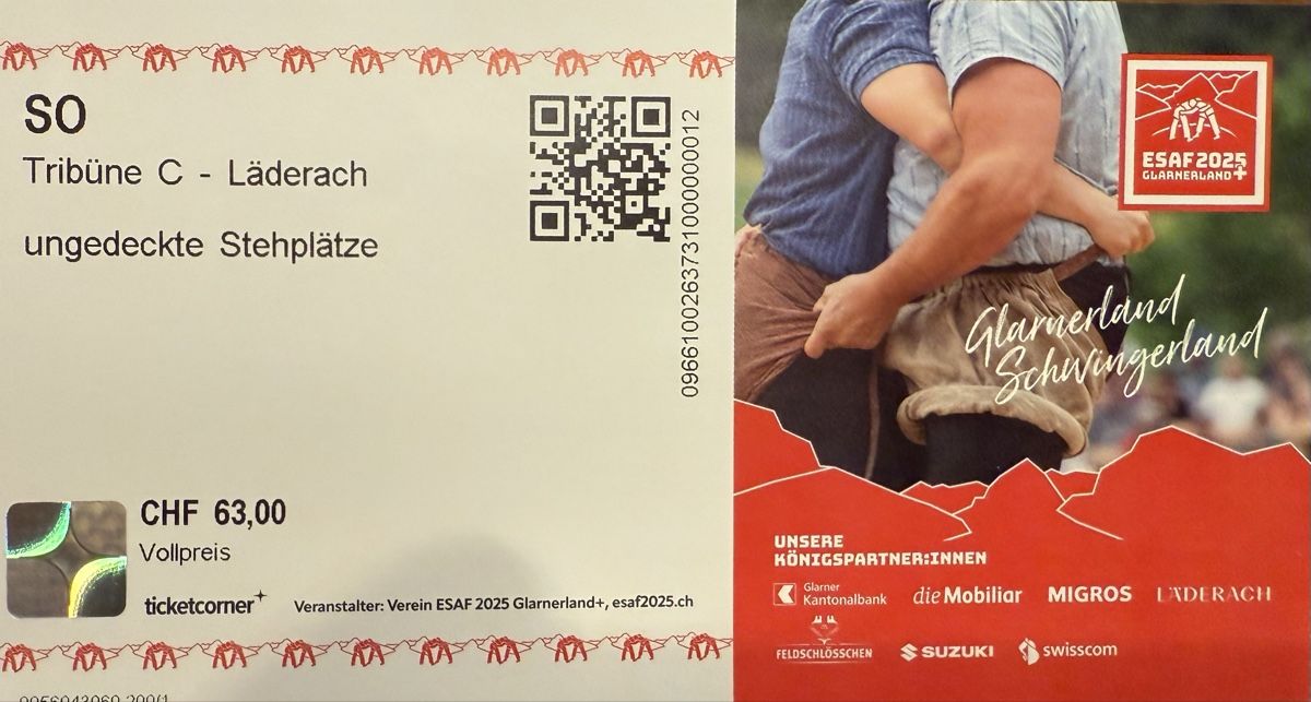 ESAF 2025 - 2 x Tickets Sektor C Läderach (Neu und originalverpackt) in ...