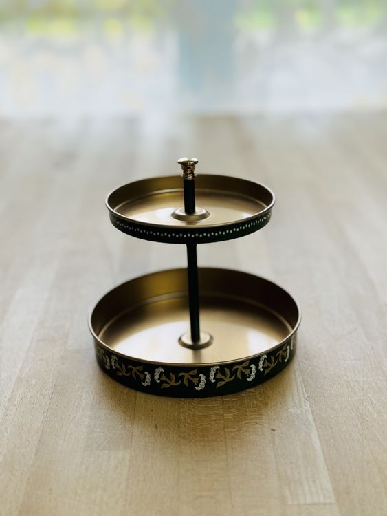 Mini Etagere, 2-stufig, grün-gold, Vintage Stil, IKEA (Gebraucht) in ...