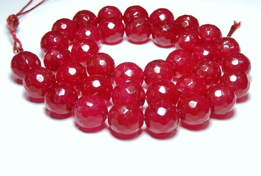 1 Strang echte super Rubin Perlen 10 mm facettiert (Neu (gemäss ...