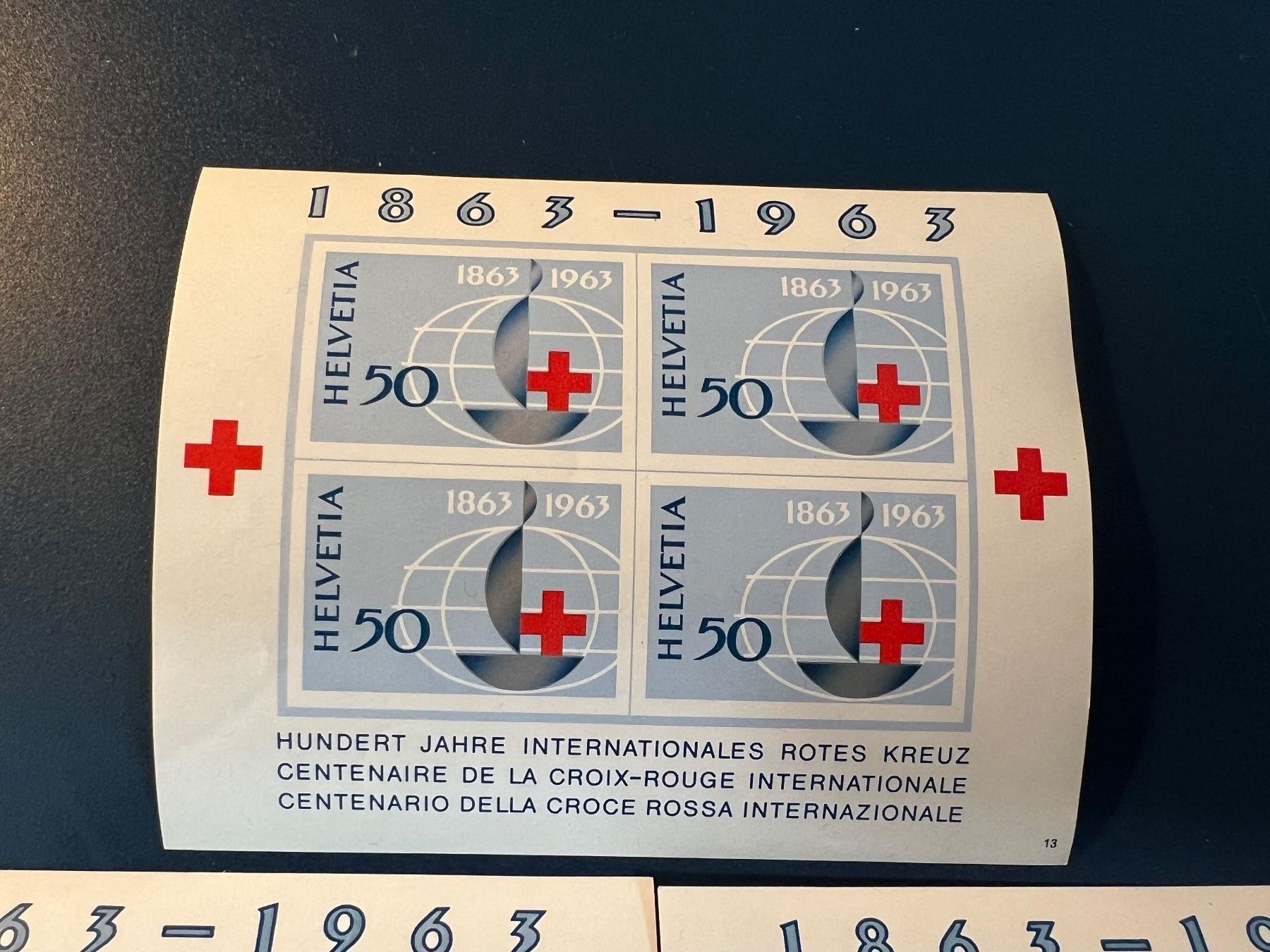 3 Blöcke, Hundert Jahre Rotes Kreutz, 1963, postf. und geste (Gebraucht ...