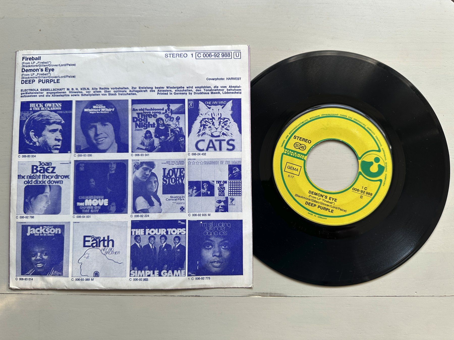 DEEP PURLE tolle Single Fireball Kult Top Rock 70's Hit (Gebraucht) in ...