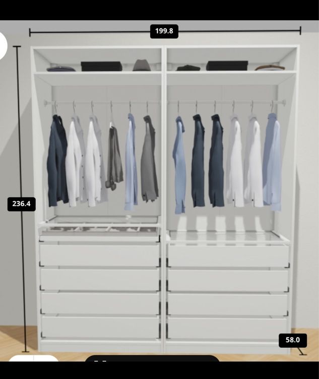 IKEA PAX Kleiderschrank Korpus, weiss, 100x58x236cm, Top (Gebraucht) in ...