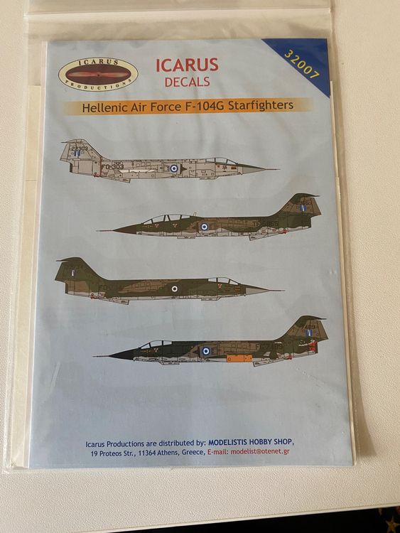 1/32 ICARUS HELLENIC AIR FORCE F-104G STARFIGHTERS DECALS (Gebraucht ...