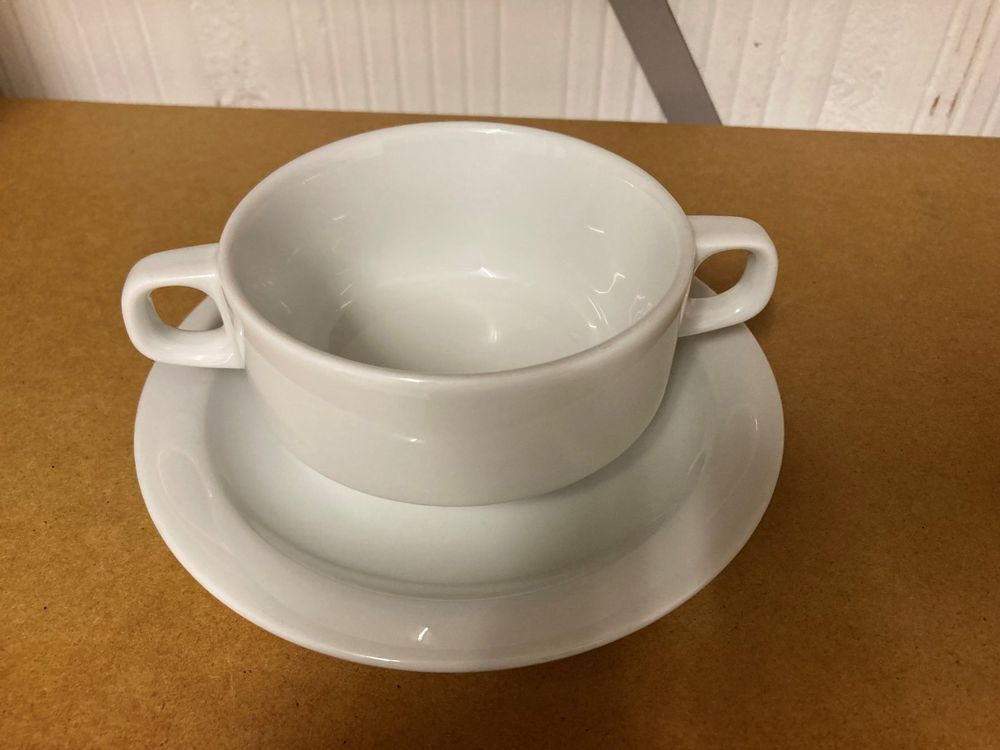 Weisses Suppenset, Soppen-Tasse mit Unterteller, Bauscher (Gebraucht ...