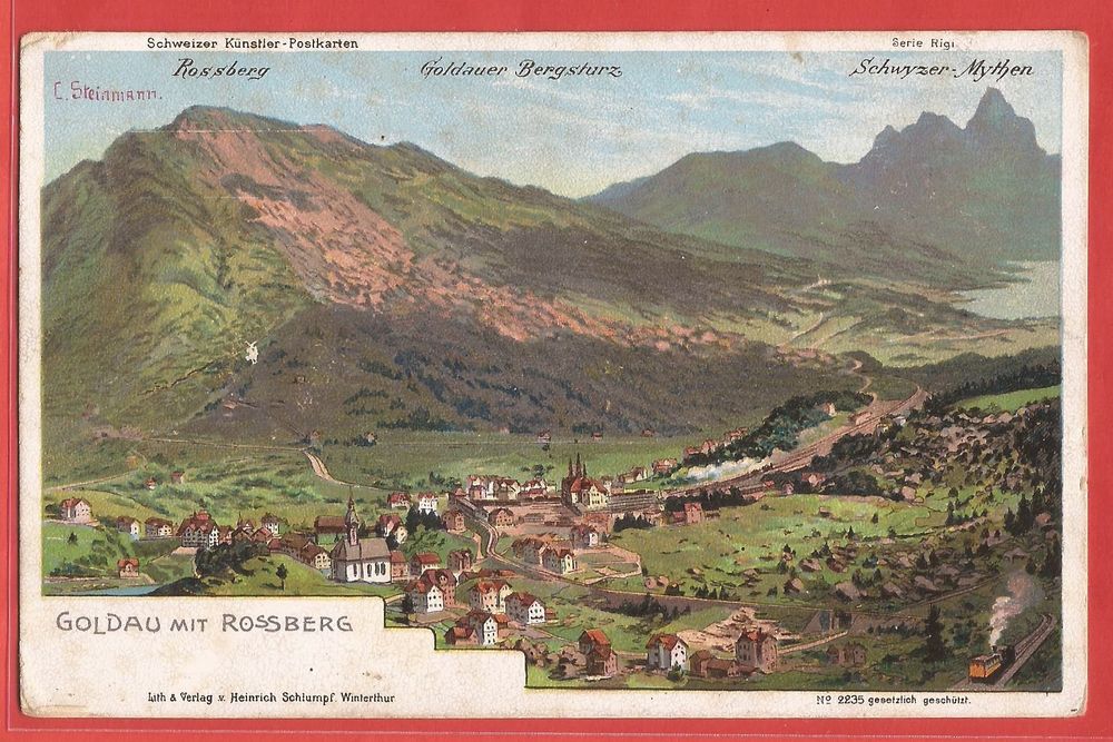 Goldau mit Rossberg - Steinmann Litho - ca. 1900 (Gebraucht) in für CHF 7 – mit Lieferung auf ...
