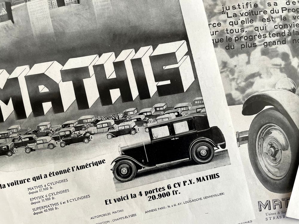 Mathis Cars - 3 Alte Werbungen/Publicités 1930/31 | Kaufen auf Ricardo