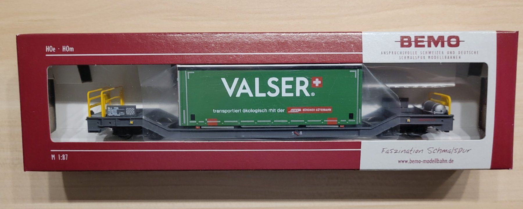Bemo RhB Sb-v 7729 Tragwagen Container "Valser" SoMo (Neu und ...