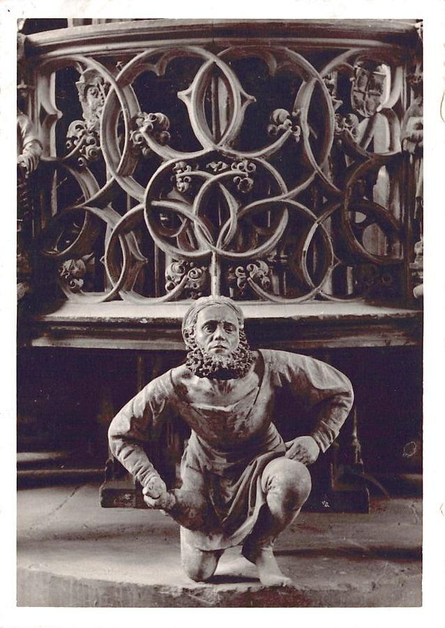 Nürnberg, St. Lorenz, Figur Adam Kraft, Fotokarte um 1955 (Gebraucht ...