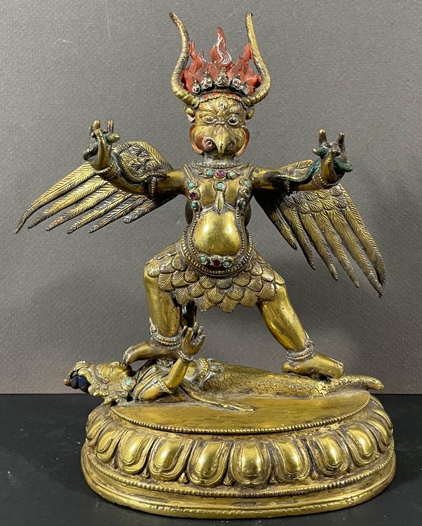 18-19. Jh Tibet Vergoldete Bronze eines Garuda mit Flügel (Gebraucht ...