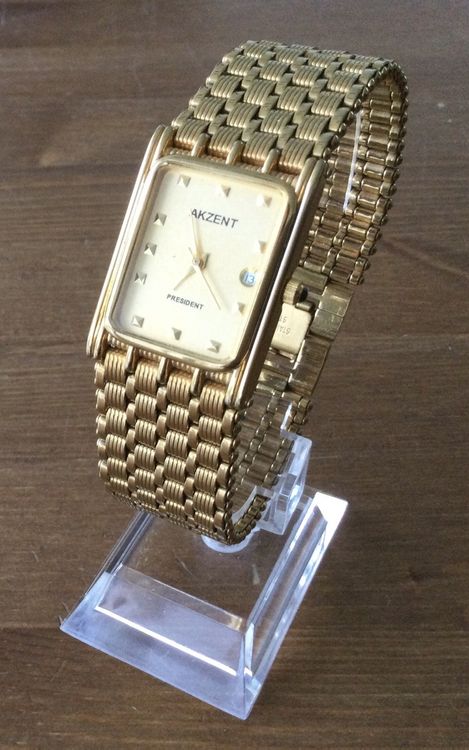 Vergoldete Armbanduhr AKZENT President (Quartz) (Gebraucht) in ...
