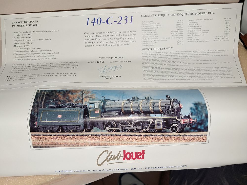 Club Jouef locomotive 140-C-231 avec certificat (Neu und ...