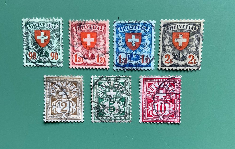 Schweizer Marken: Ziffernzeichnung 1906, Wappenschild 1924 (Gebraucht ...