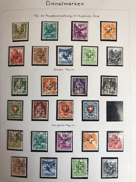 Timbres administ. surcharge croix 1938 (D'occasion) à Charmey (Gruyère ...