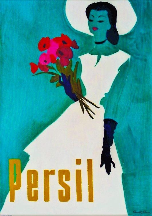 PERSIL WHITE LADY + FLOWERS 1953 - Original Plakat | Kaufen auf Ricardo