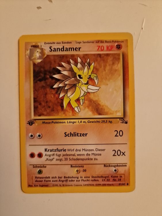 Sandamer Pokemon Karte Nr. 48/102 Fossil Set 1.Edition (Gebraucht) in ...