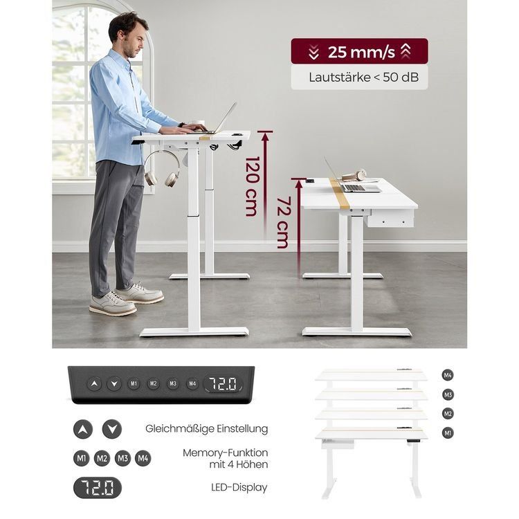 Höhenverstellbarer Schreibtisch elektrisch 120x60cm ELEKTRA (Neu und ...
