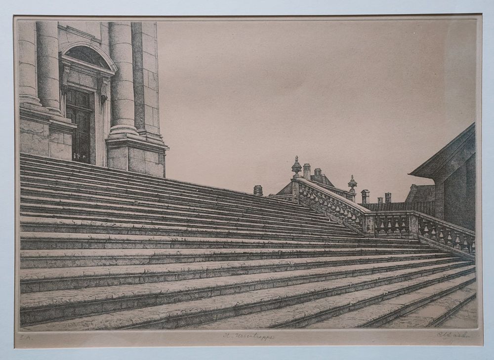 Rudolf Häsler «Solothurn Treppe St. Ursen Kathedrale» Litho (Gebraucht ...