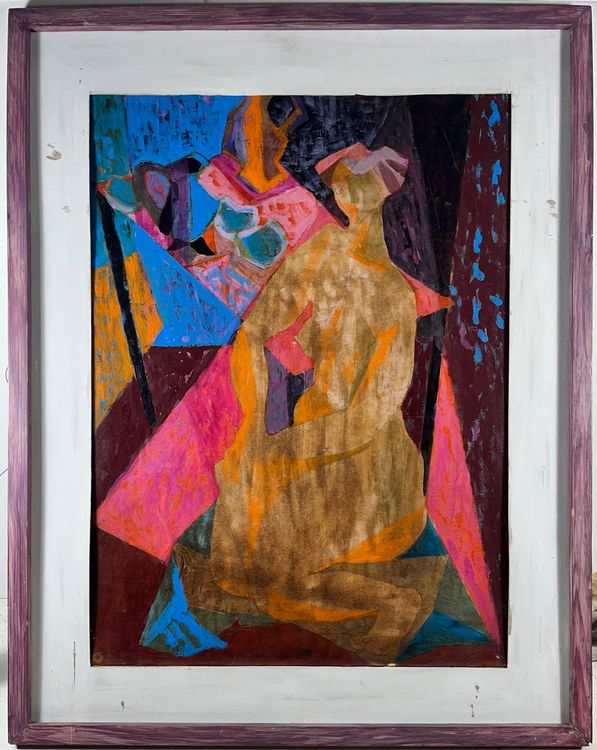 Abstrakte Sitzender Dame Akt Gemälde, Monogrammiert (Gebraucht) in Root für CHF 19 – mit ...