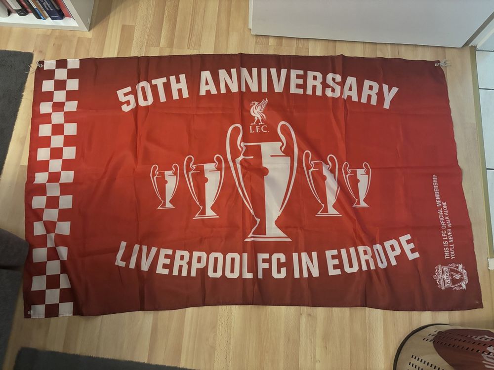 Liverpool FC Fanartikel 50th Anniversary Fahne selten rot (Gebraucht ...