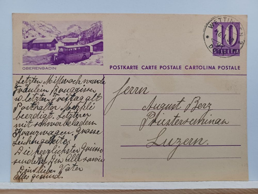 Bildpostkarte, Oberengadin, 1939 gelaufen | Kaufen auf Ricardo