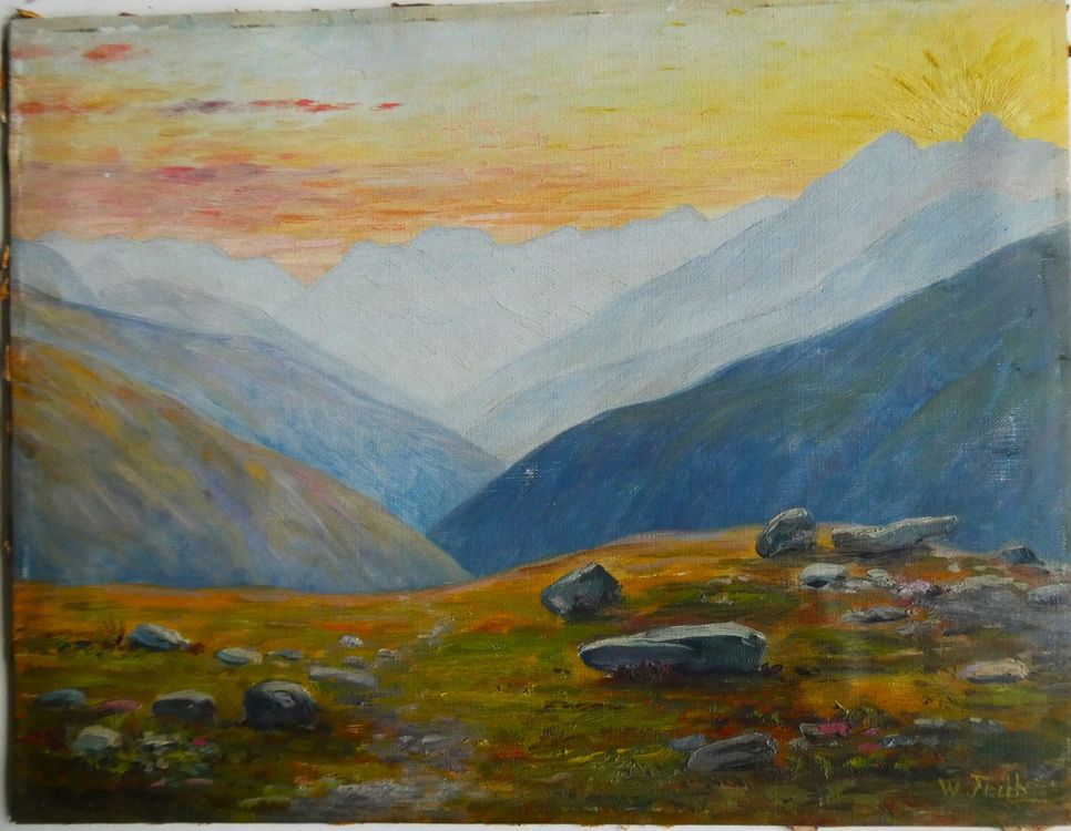 WALTER FRÜH 1855-1945 Sonnenaufgang auf Furkapasshöhe 1929 (Gebraucht ...