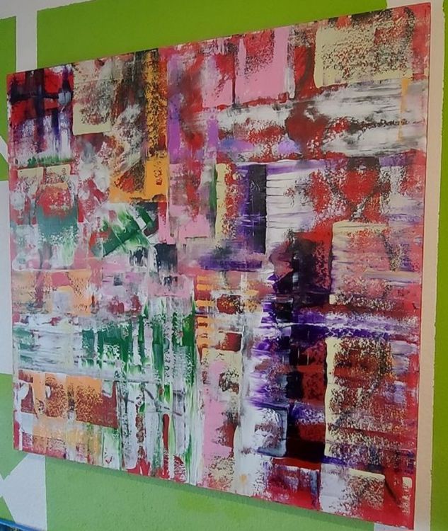 Gemälde, Kunterbunt , Unikat! von mir selbstgemalt 100×100 | Kaufen auf Ricardo
