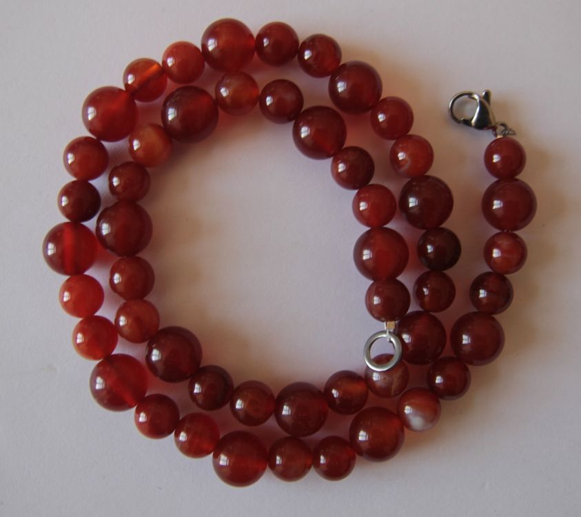 NEU: Karneol Collier Edelstein Karneolkette mit Edelstahl (Neu (gemäss ...