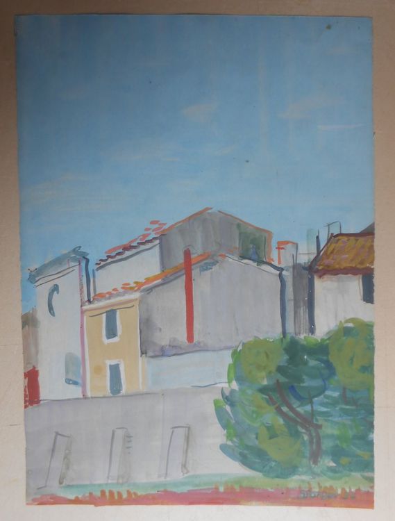 Otto Staiger. Häuser in Südfrankreich. Gouache. 1934. (Gebraucht) in ...
