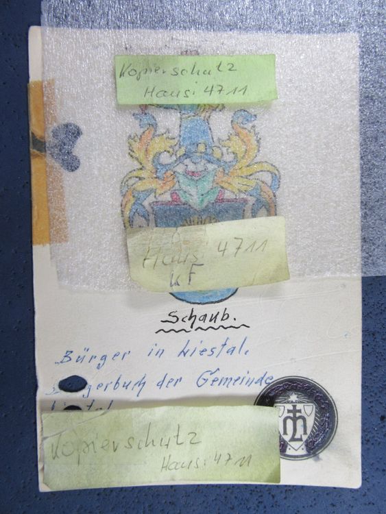 FAMILIENWAPPEN "SCHAUB" LIESTAL BL KARTE (Gebraucht) in Ettingen für CHF 20 – mit Lieferung auf ...